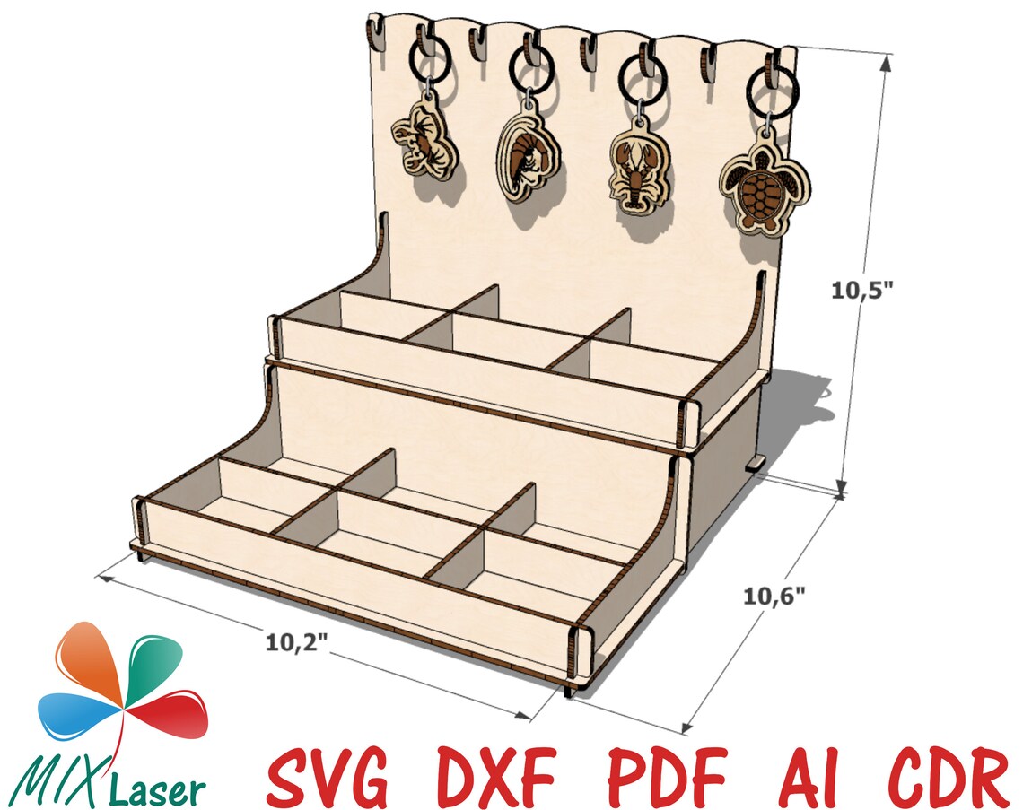 Keychains Display Stand SVG Glowforge Digital Laser Cutting Files for ...