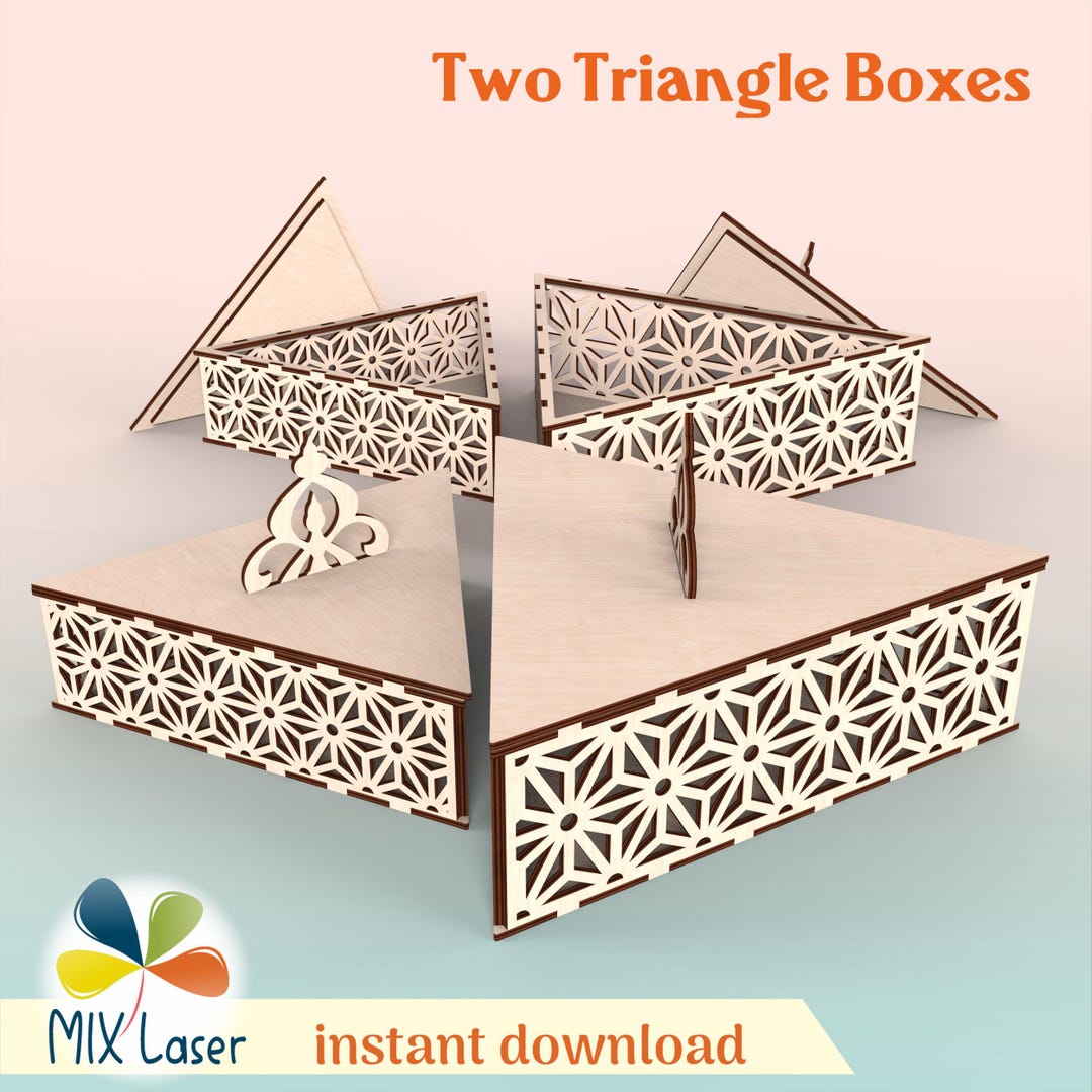 Triangle Gift Boxes Laser Cut, Geometric Storage Box SVG, Decorative ...