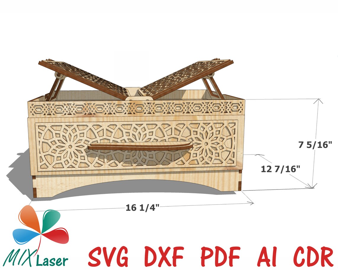 Laser Cut Quran Box Holder Quran Box Laser Design SVG DXF AI - Etsy