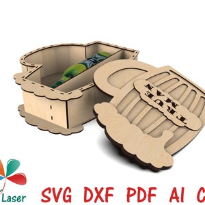 Father's Day Gift Box for Beer and Snacks, Laser Cut Box SVG DXF Vector ...