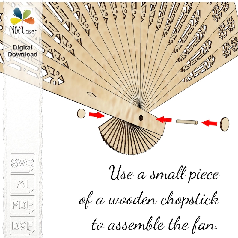 Laser Cut Plans Decorative Wooden Fan. Oriental Wooden Fan Wedding ...