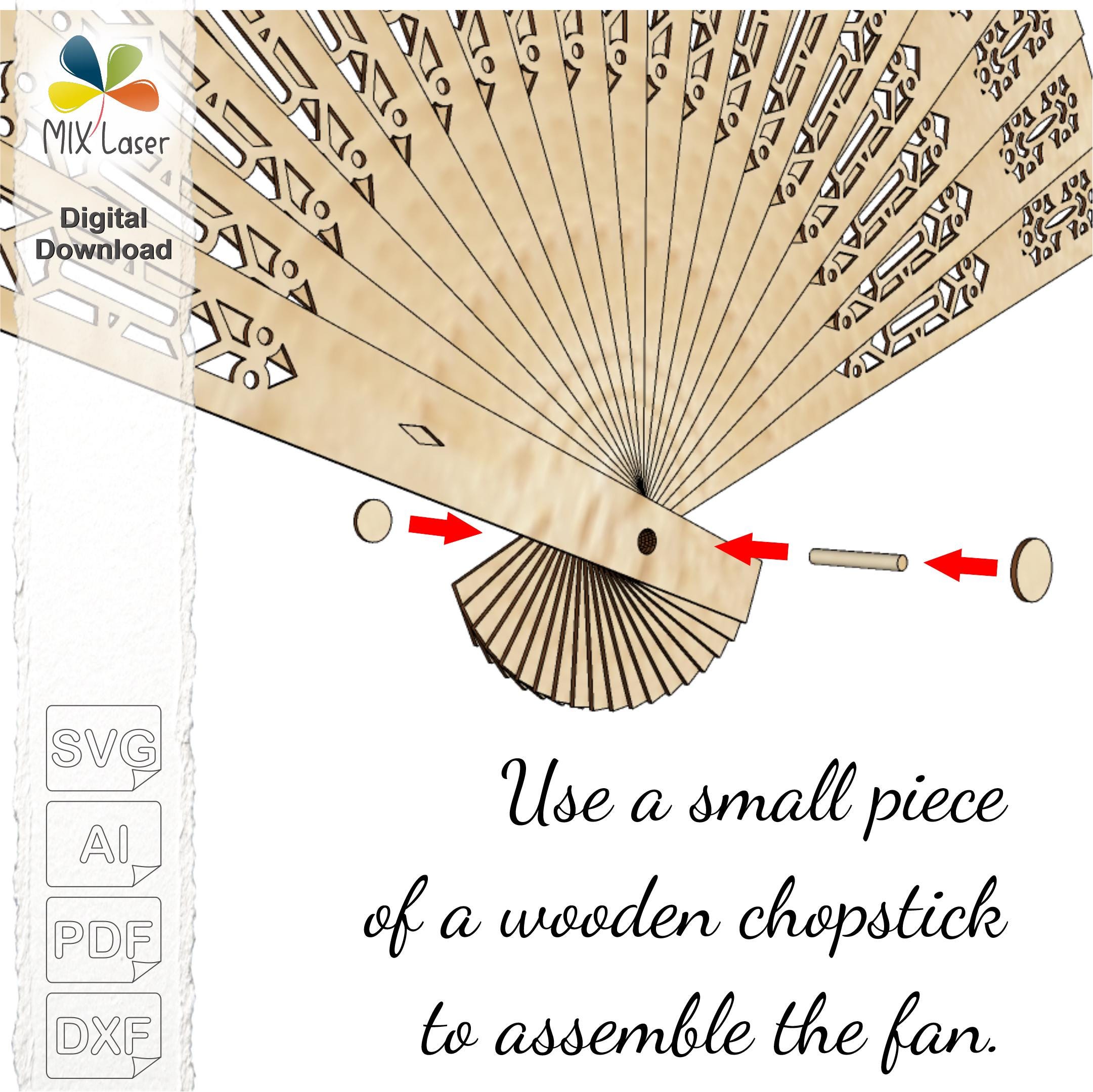 Laser Cut Plans Decorative Wooden Fan. Oriental Wooden Fan Wedding ...