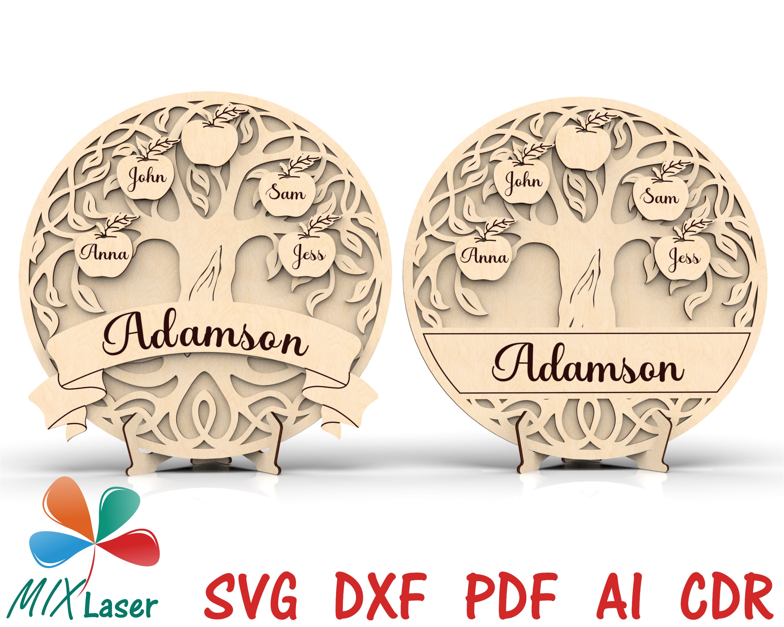 Family Tree SVG DXF Laser Cutting Files. Vector CNC Files for - Etsy ...