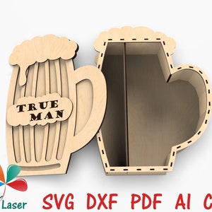 Father's Day Gift Box for Beer and Snacks, Laser Cut Box SVG DXF Vector ...