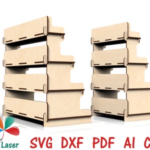 Two 4 Tier Mobile Display Shelf Stands, SVG Laser Cutting Display Stand ...