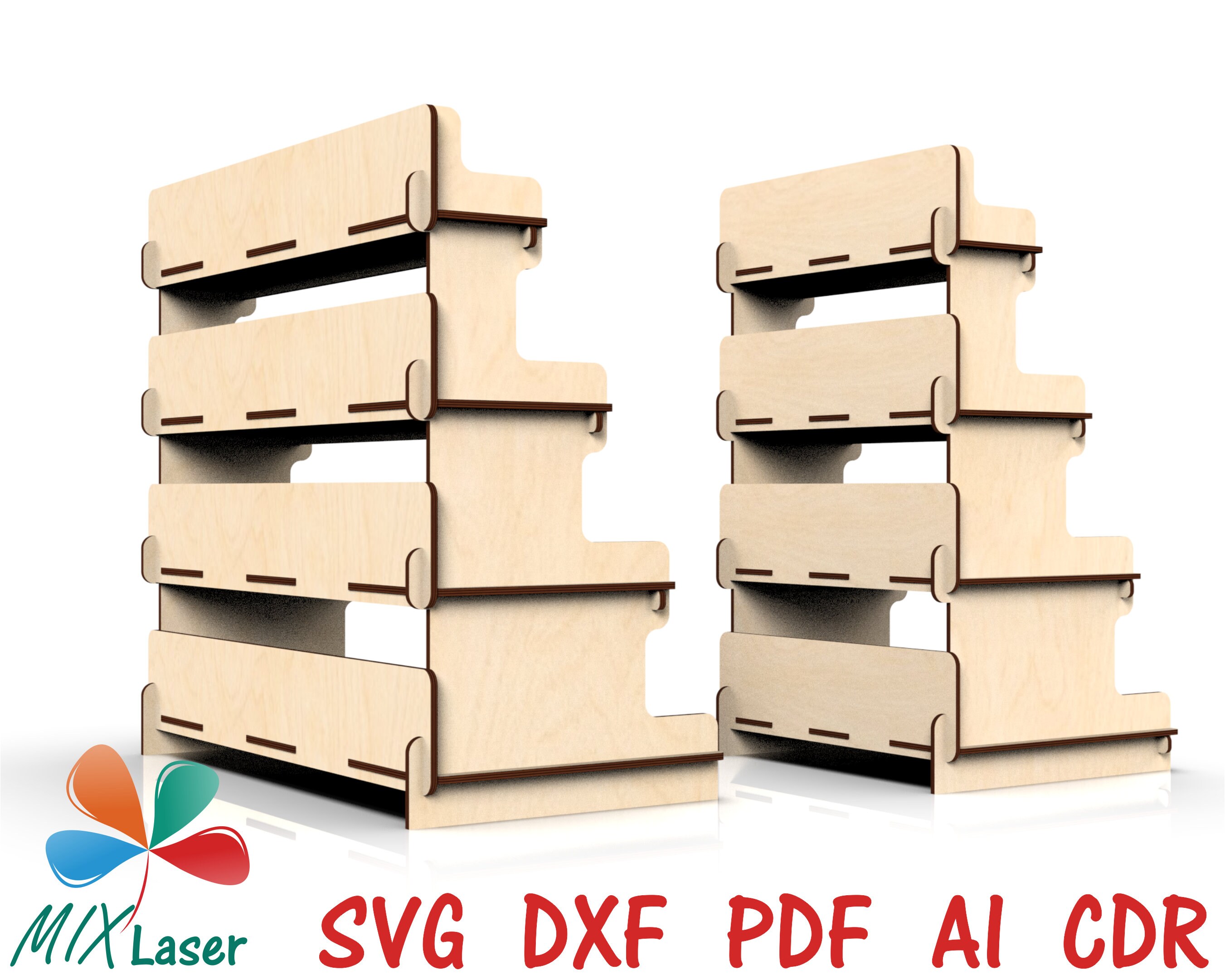 Two 4 Tier Mobile Display Shelf Stands SVG Laser Cutting - Etsy