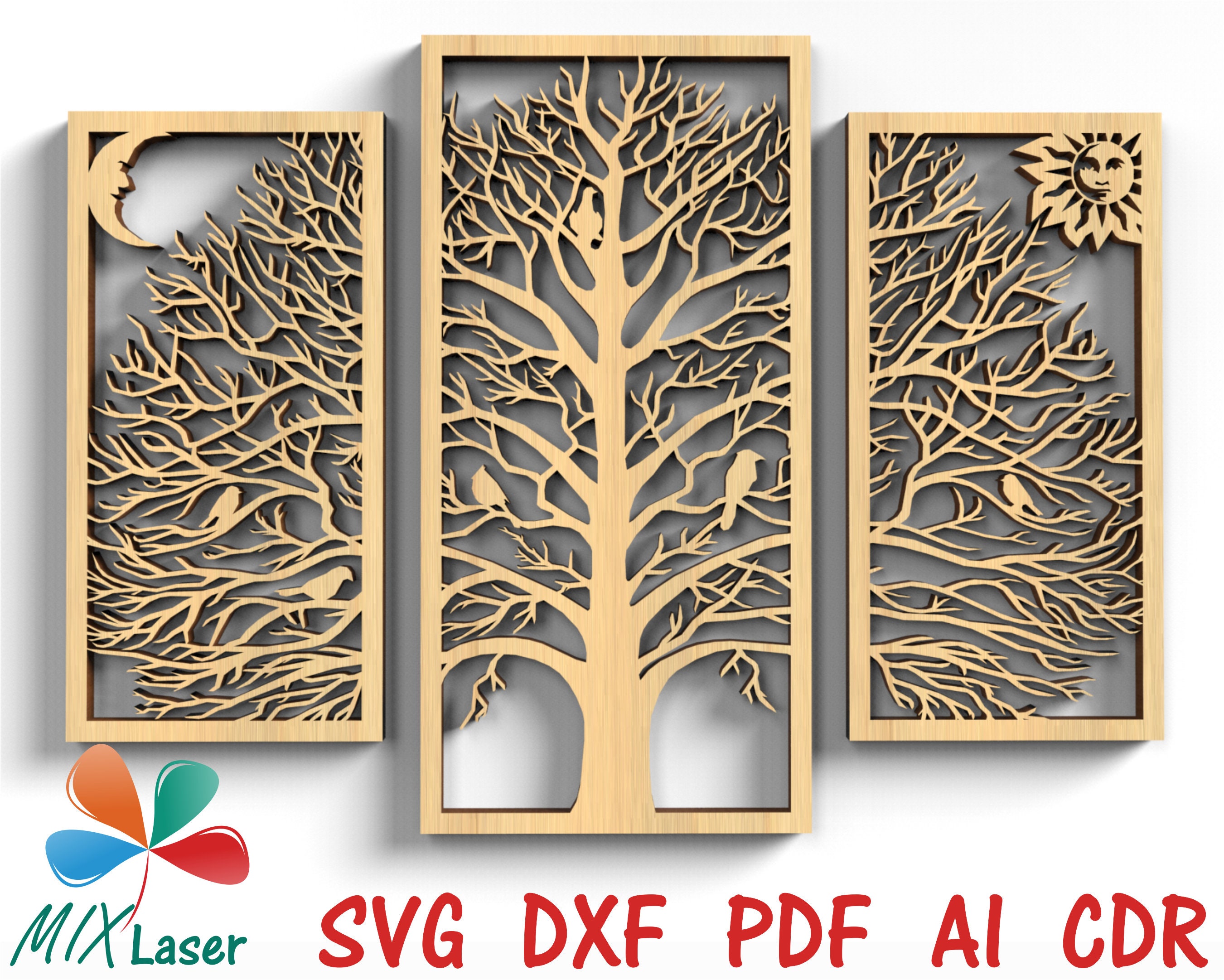 Tree Wall Art. Laser Cutting SVG DXF CNC Pattern Files. - Etsy