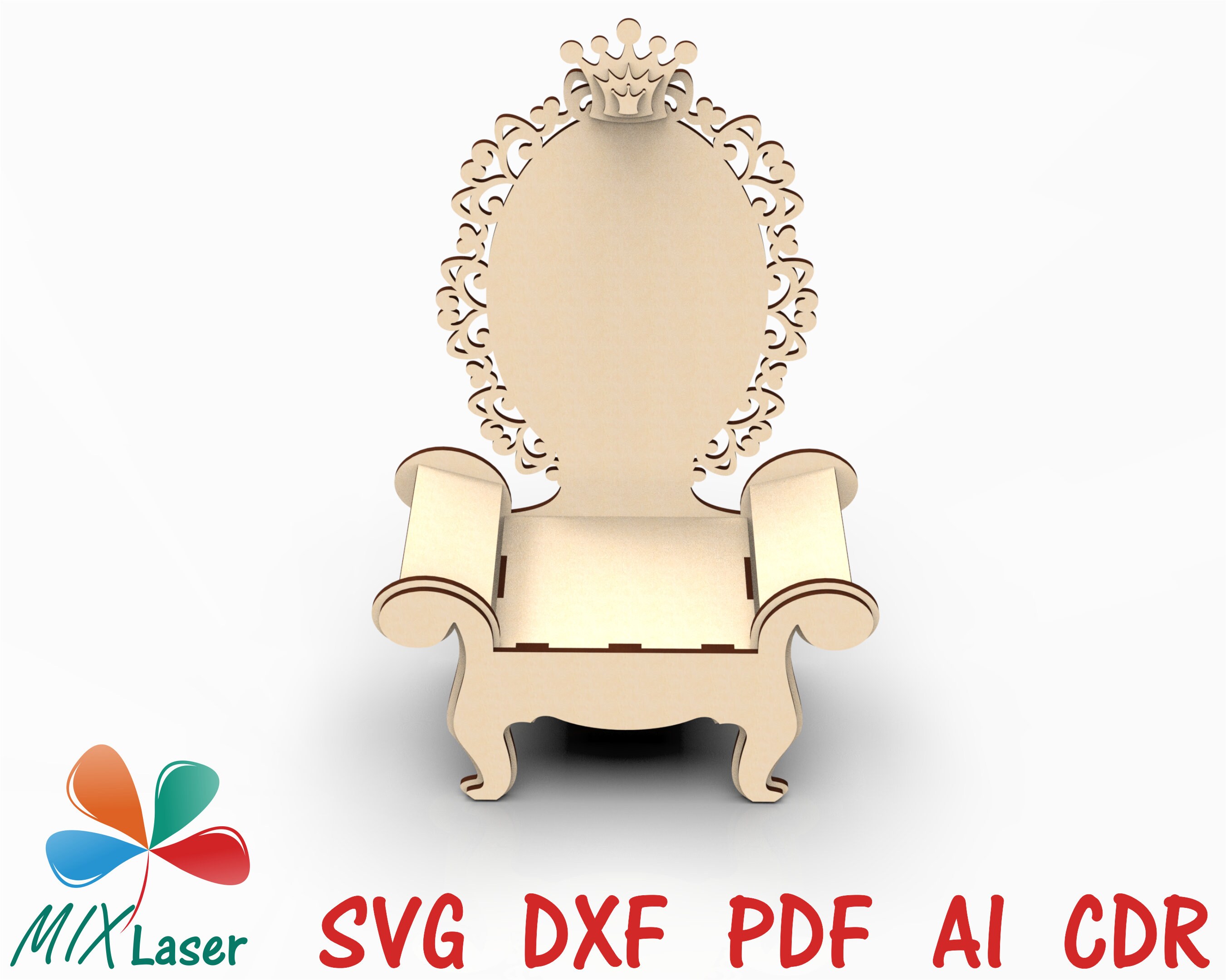 Wooden Princess Throne Chair Laser Cutting Design Party - Etsy