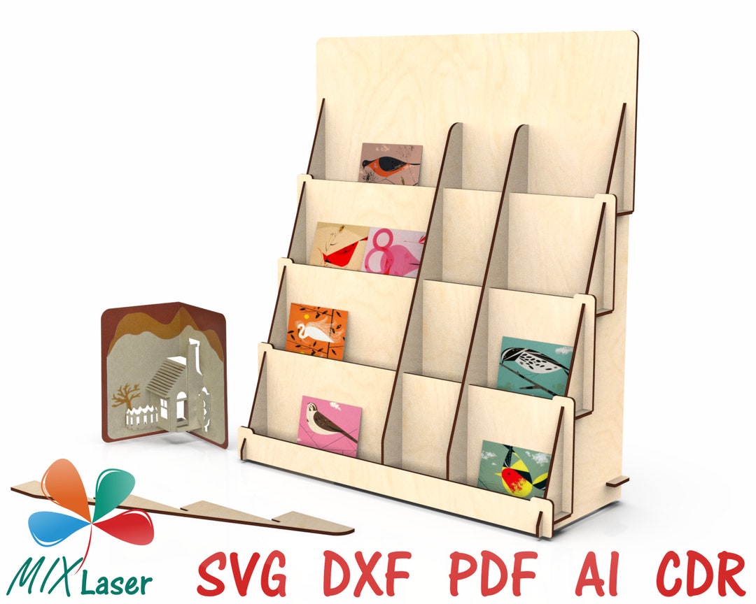 Stickers Display Stand Laser SVG Files. Craft Show Cards Display Stand ...