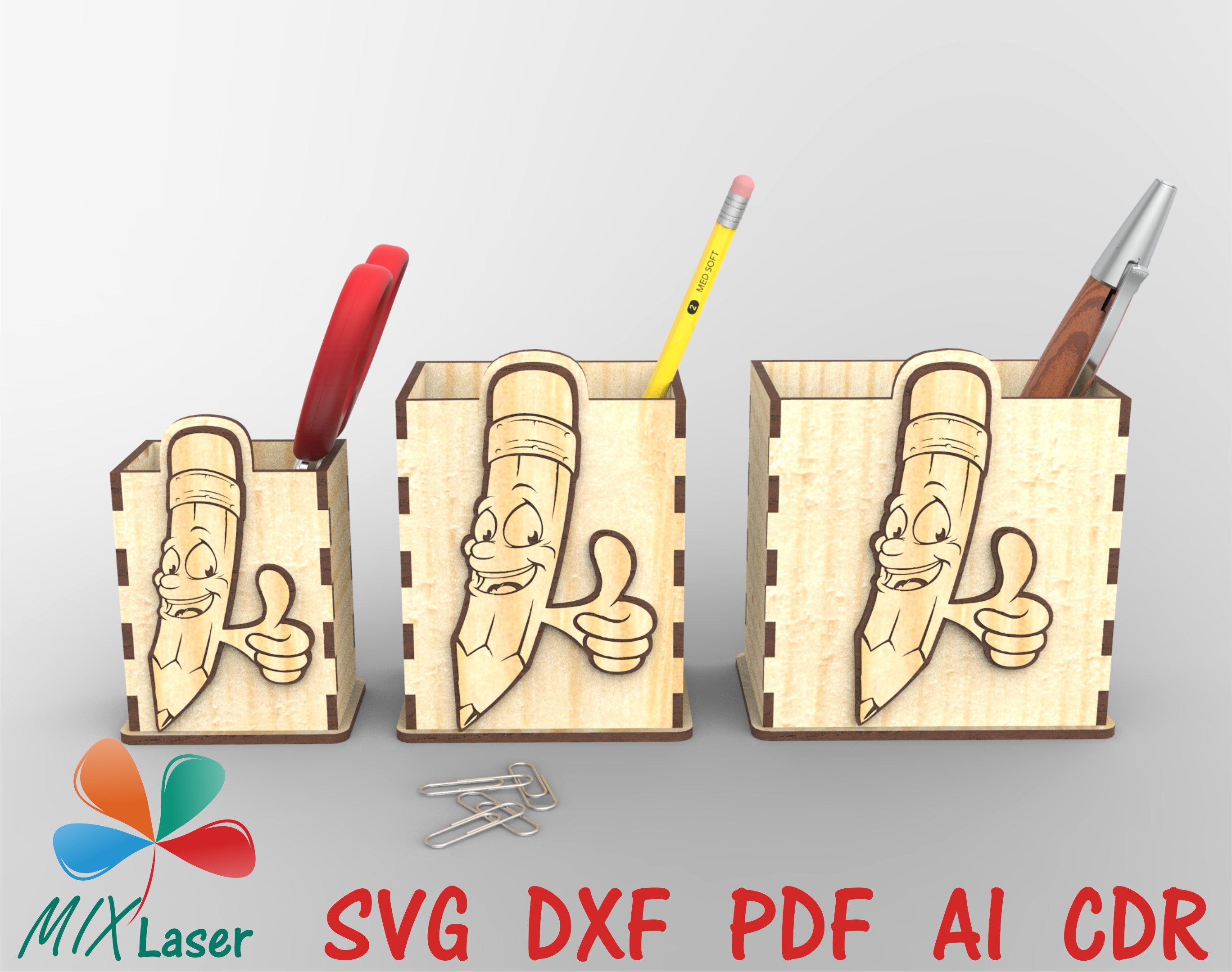 Lasercut File Pen Box Holder, Teacher Gift. SVG Laser Cutting Patterns ...