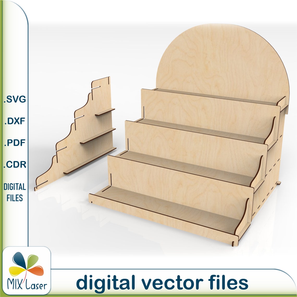 Countertop Retail Display Wood Stand Laser Cut 4 Shelf Craft Fair ...