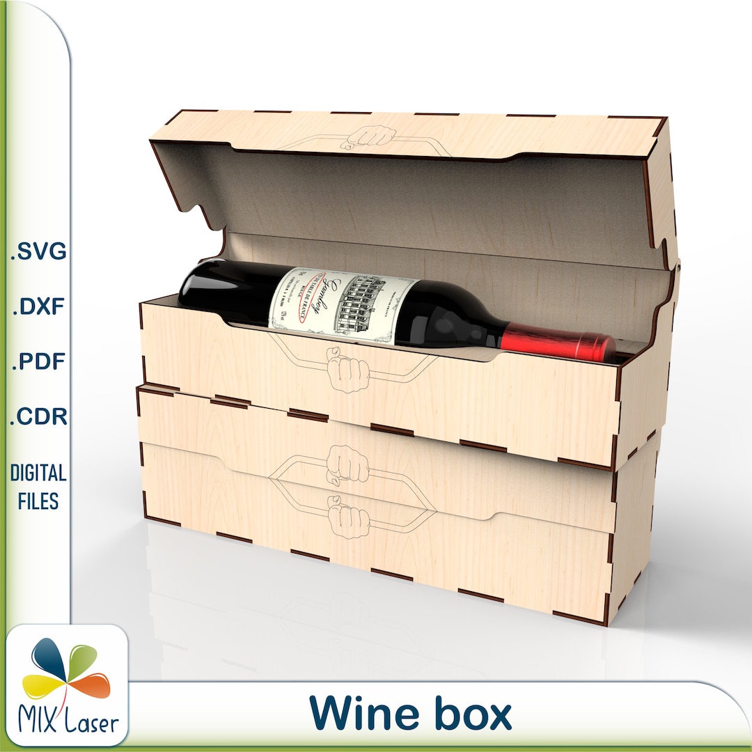 Wooden Wine Box Vector Plan for CNC Laser Cutting. Laser Cut Wine Box ...
