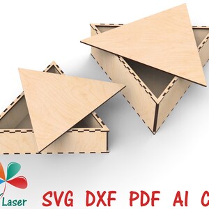 Laser Cut Project Triangle Wooden Box. Glowforge Vector SVG DXF CNC ...