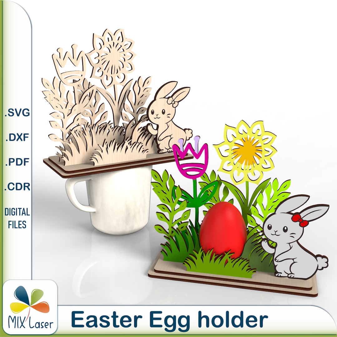 Easter Bunny Egg Holder SVG Laser Cutting Files, Easter Bunny ...