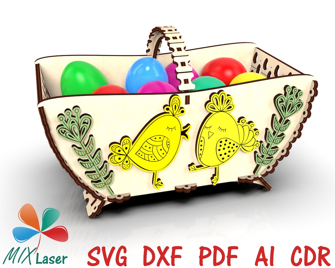 Glowforge SVG Laser Cut Files Easter Egg Basket, Easter Candy Basket ...