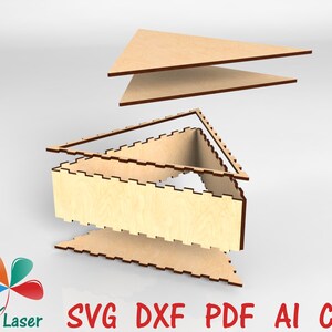 Laser Cut Project Triangle Wooden Box. Glowforge Vector SVG DXF CNC ...
