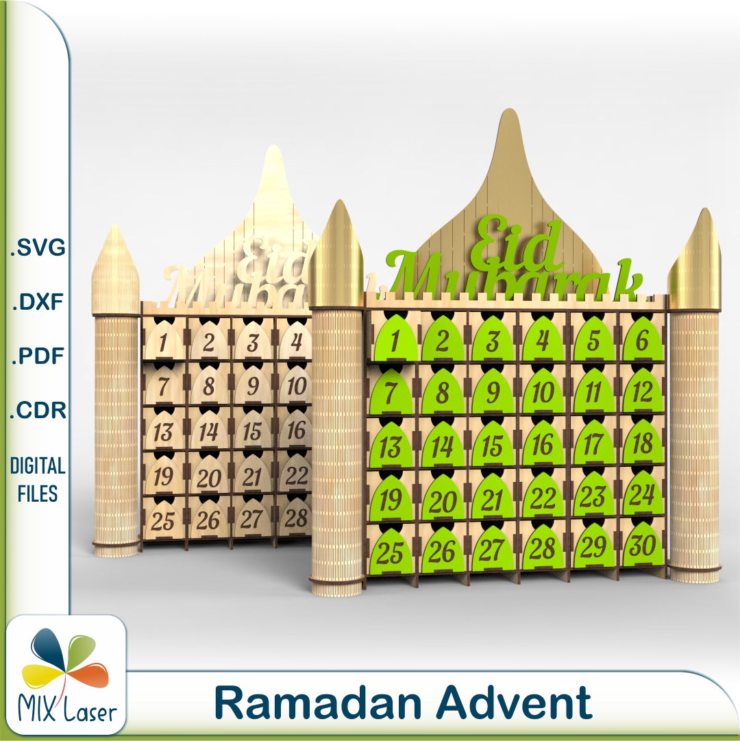 Ramadan Advent Calendar Laser Cut Template - Days to Eid Laser Cutting ...