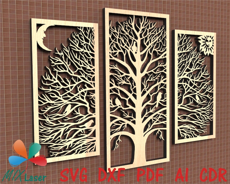 Tree Wall Art. Laser Cutting SVG DXF CNC Pattern Files. - Etsy