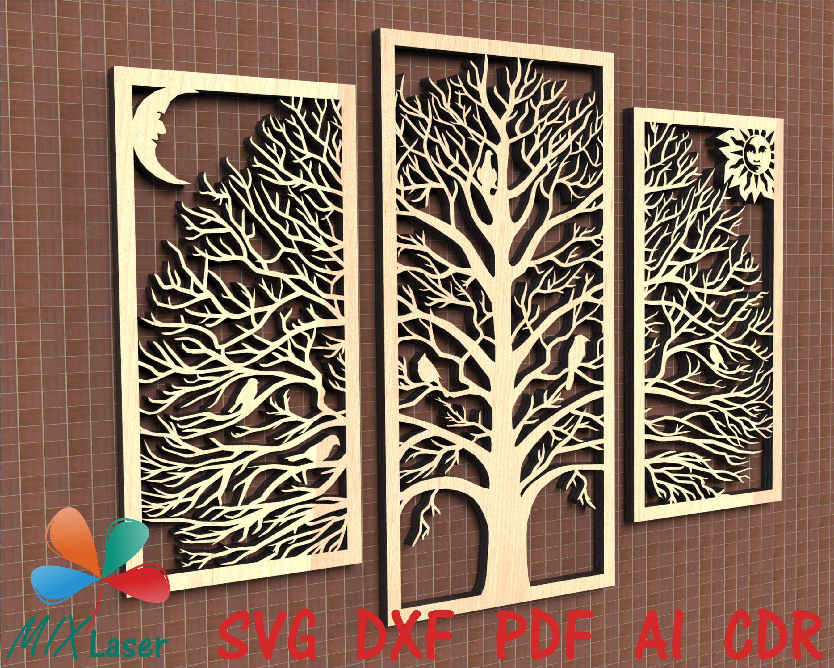 Tree Wall Art. Laser Cutting SVG DXF CNC Pattern Files. - Etsy