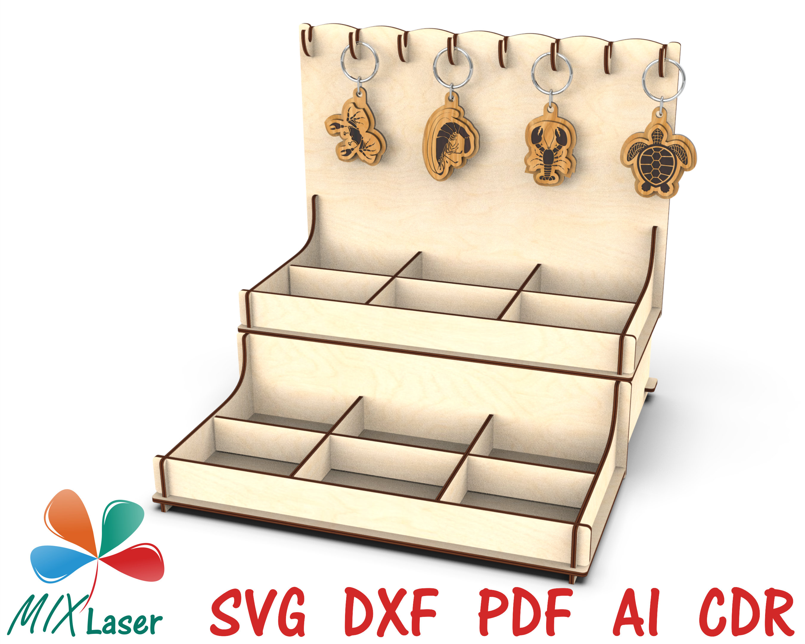Keychains Display Stand SVG Glowforge Digital Laser Cutting Files for ...