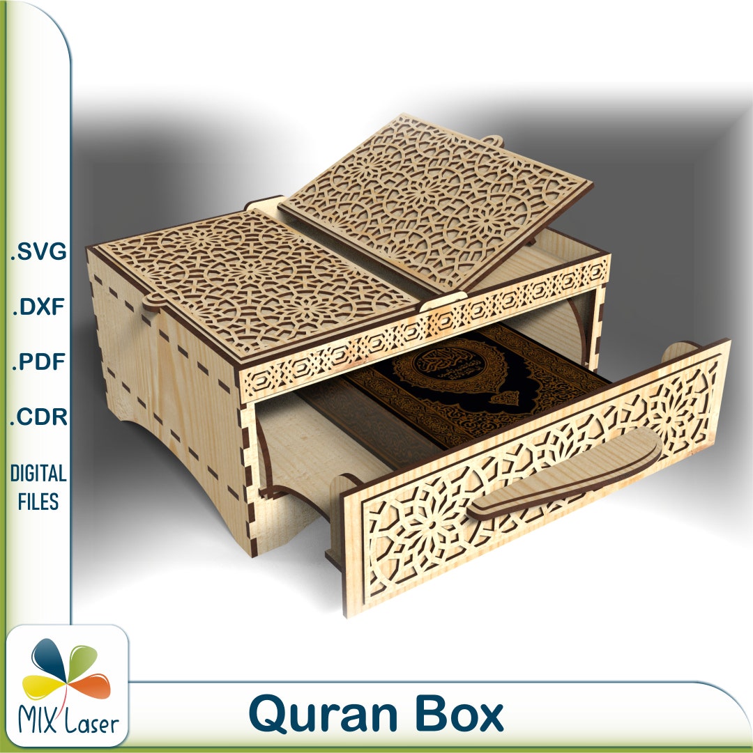 Laser Cut Quran Box Holder - Quran Box Laser Design SVG DXF AI Files ...