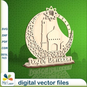 DXF Advent Countdown Ramadan Mubarak Calendar Digital Vector SVG Files ...