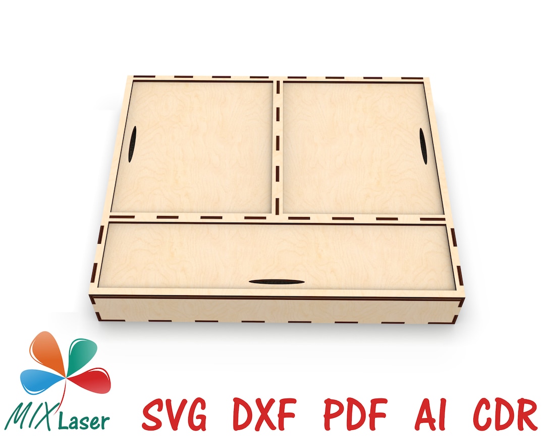 Caja cortada con láser con tapas deslizantes, archivos de corte ...