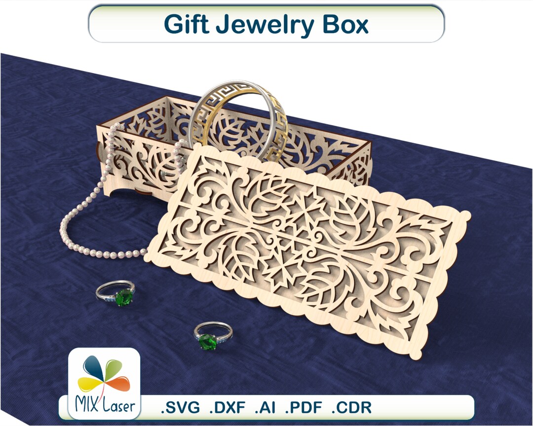 Jewelry Gift Wooden Laser Template Box Files Laser Cut Files Necklace ...