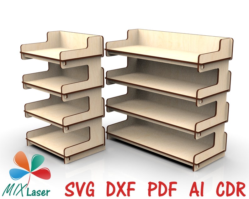 Two 4 Tier Collapsible Display Shelf Stands SVG Laser Design - Etsy