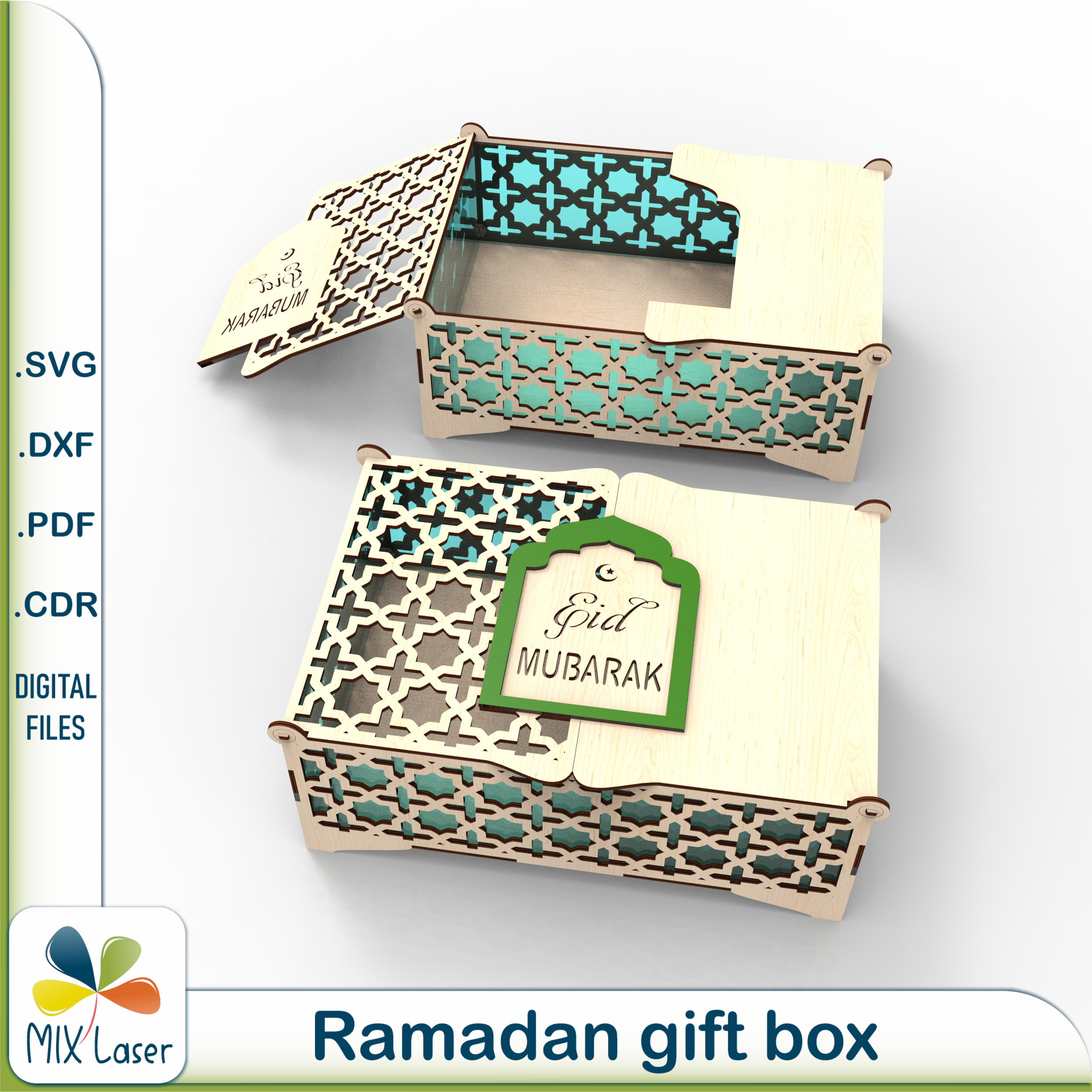 SVG Files for Ramadan Eid Mubarak Laser Cut Gift Box. Vector Digital ...