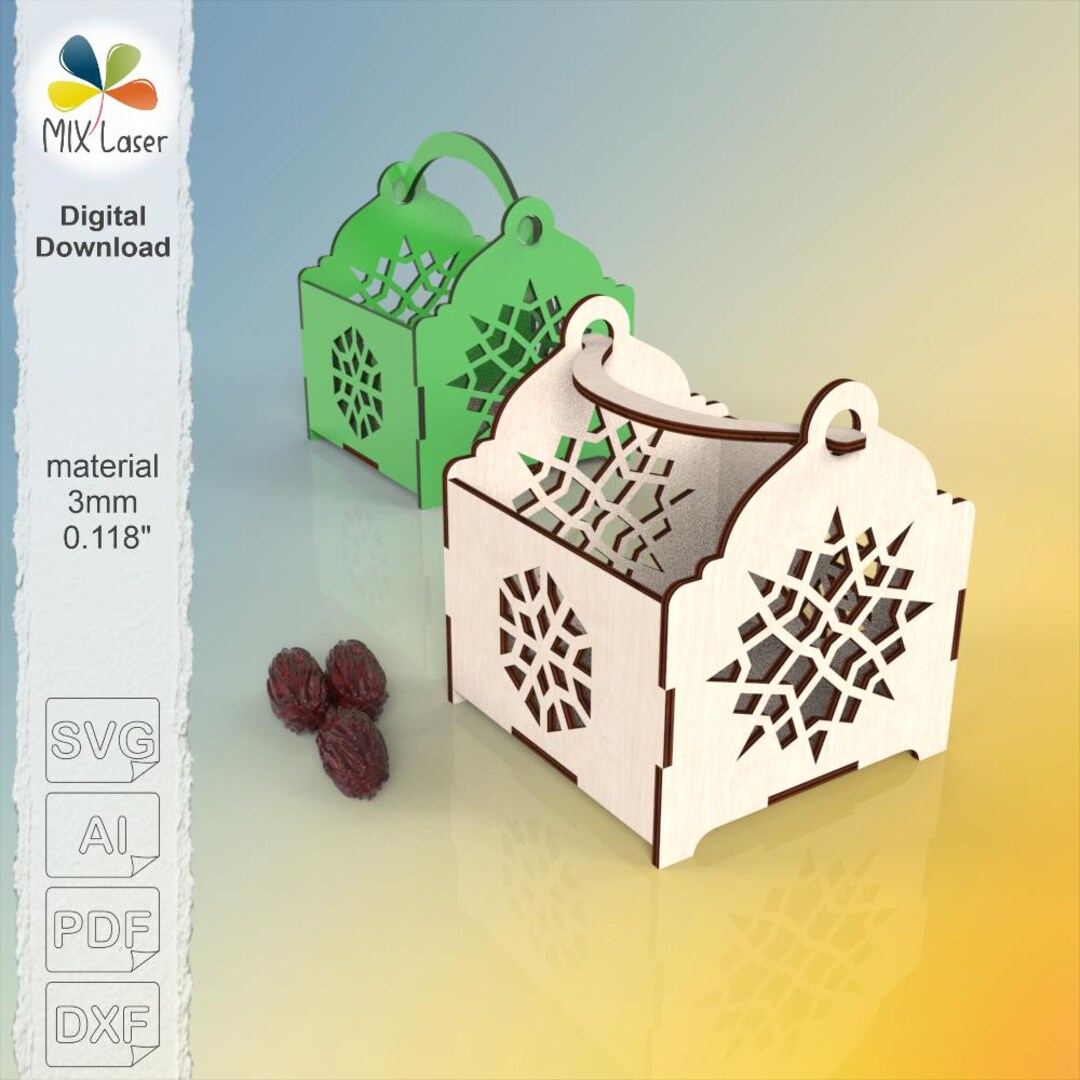 SVG Eid Ramadan Gift Box Laser Cutting Templates - Glowforge Ramadan ...