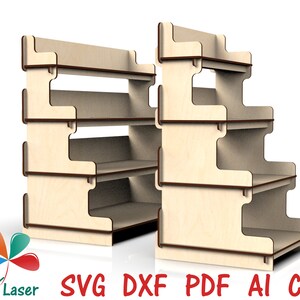 Two 4 Tier Mobile Display Shelf Stands, SVG Laser Cutting Display Stand ...