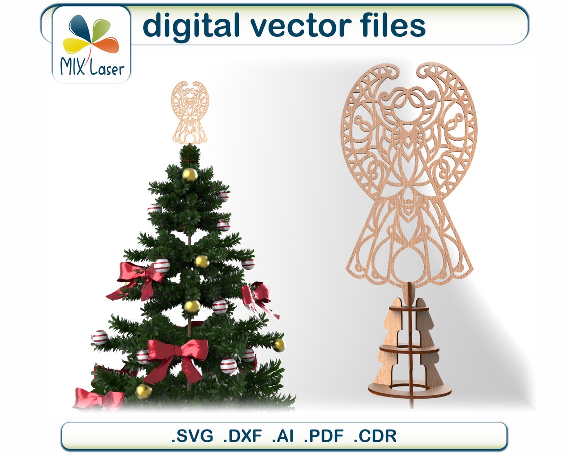 Angel Christmas Tree Topper SVG Laser Cut Projects - Cnc DXF Files for ...