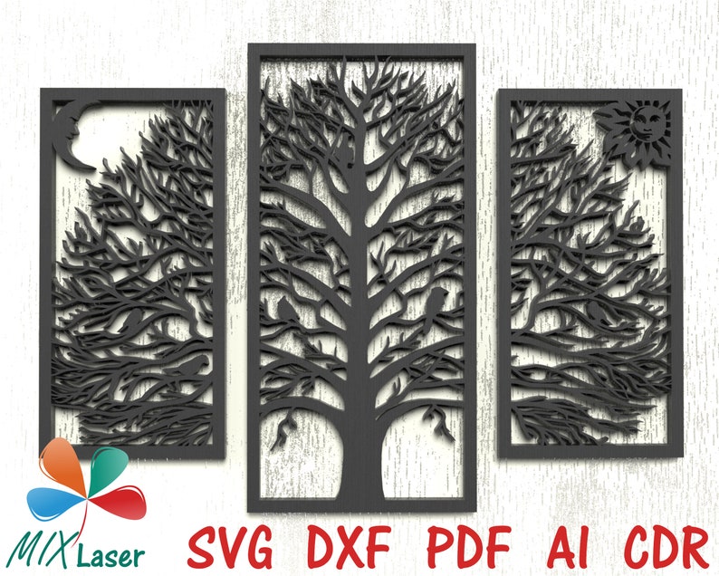 Tree Wall Art. Laser Cutting SVG DXF CNC Pattern Files. - Etsy
