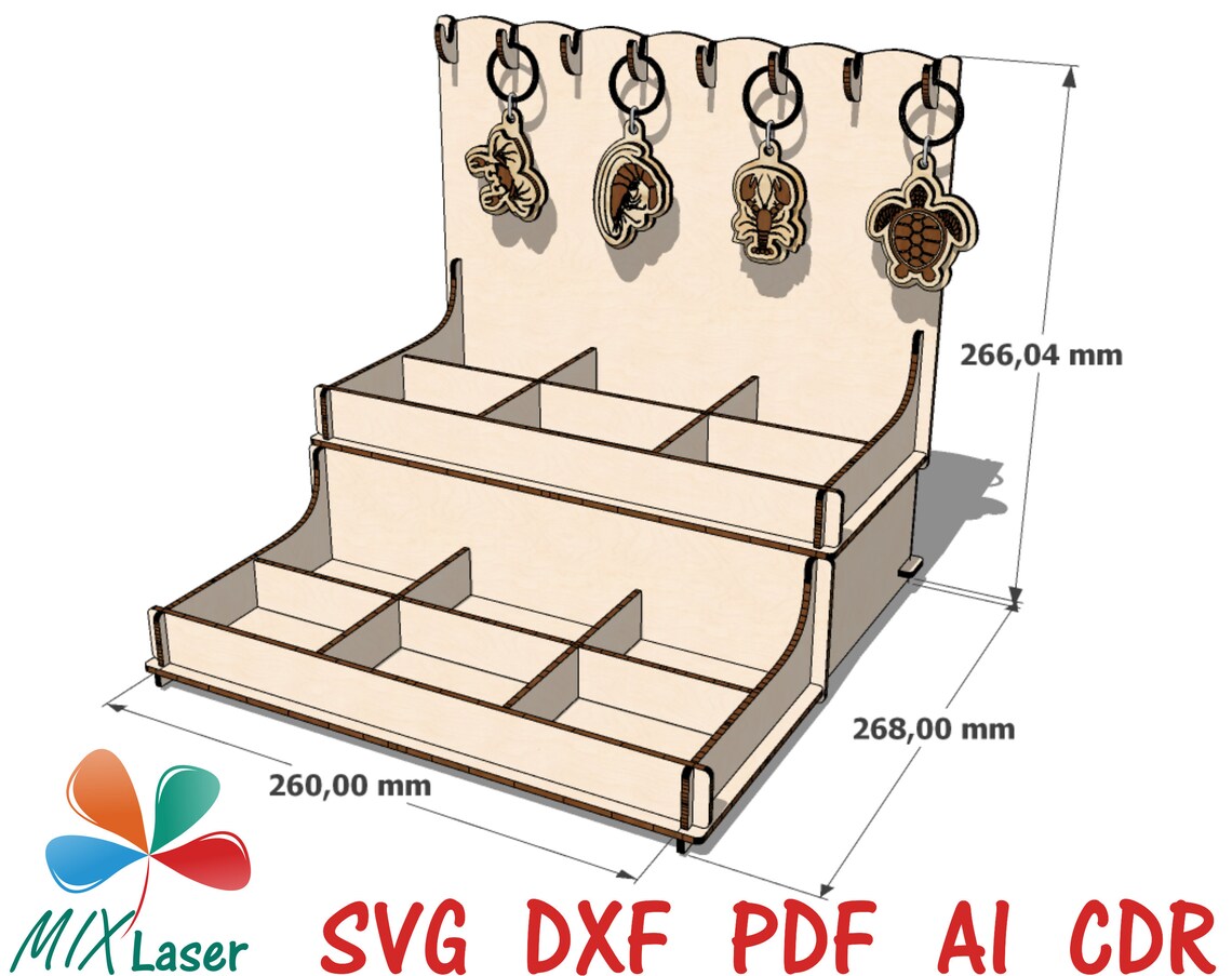Keychains Display Stand SVG Glowforge Digital Laser Cutting Files for ...