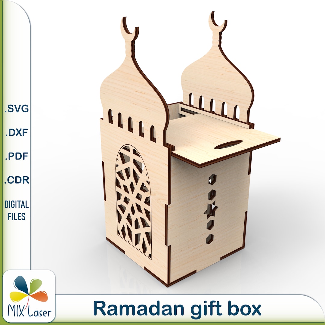 DXF Ramadan Gift Box Laser Cut Project - Eid Ramadan Box With Sliding ...