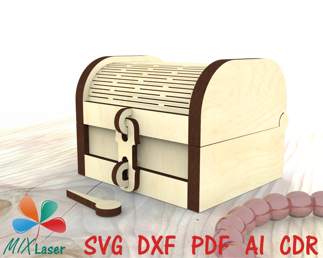 Box Chest. Laser Cut Files for Jewelry, Trinkets Storage. Vector SVG ...