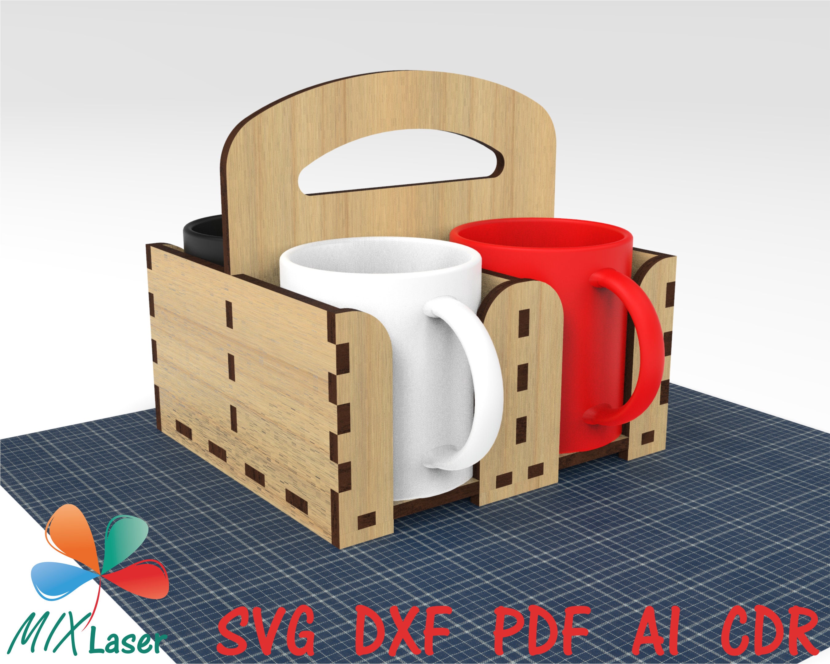 Lasercut Files Coffee Mug Cup Carrier Tabletop Mug Holder - Etsy