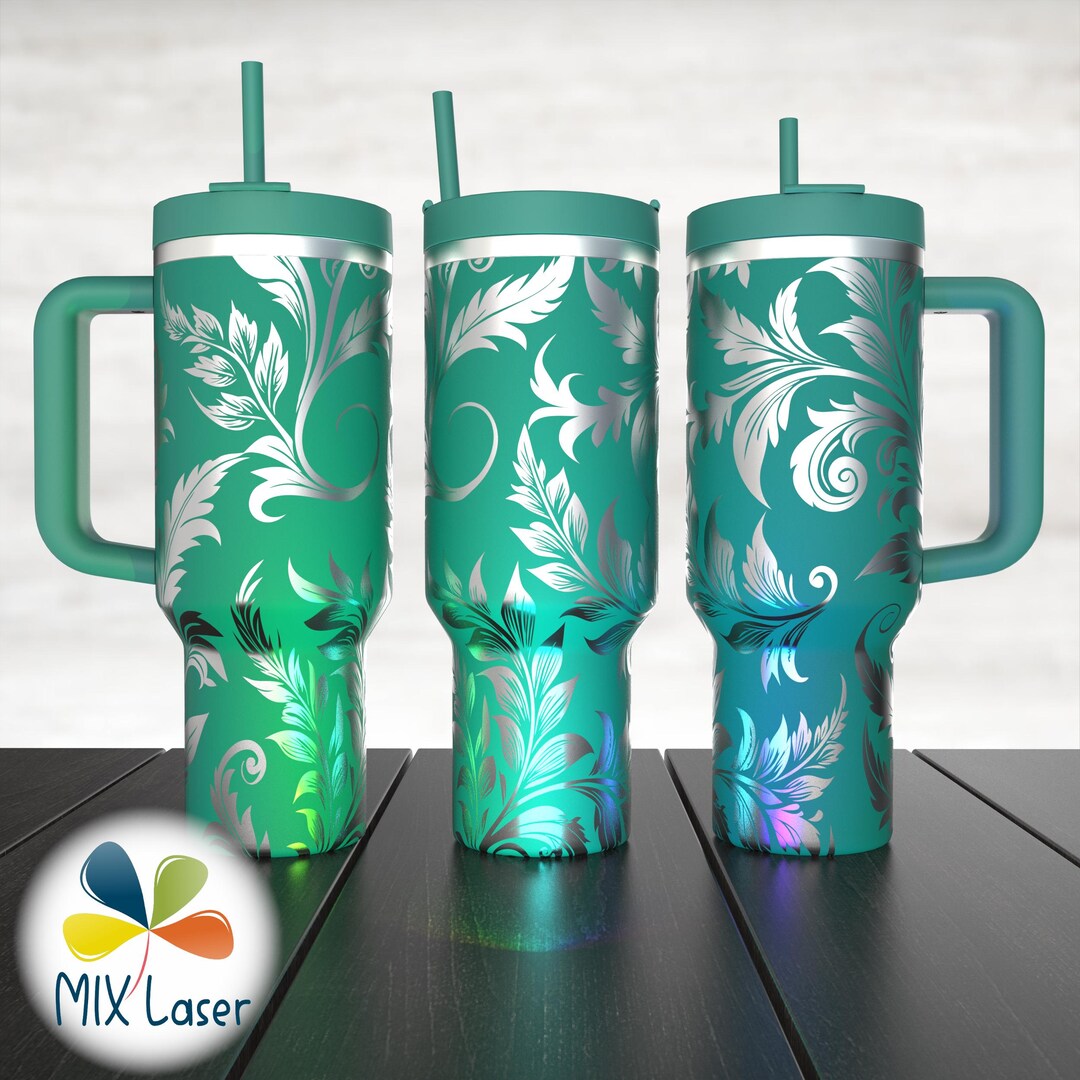 Leaves Floral Baroque Tumbler Laser Engraved Wrap SVG File, Digital ...