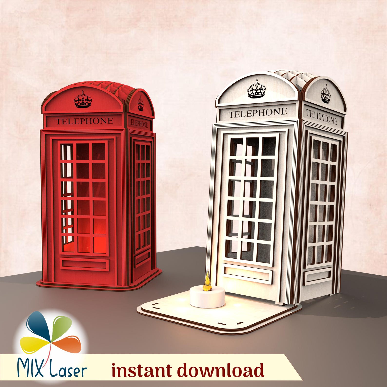 London Telephone Booth Laser Cutting Files – British Icon LED Lantern ...