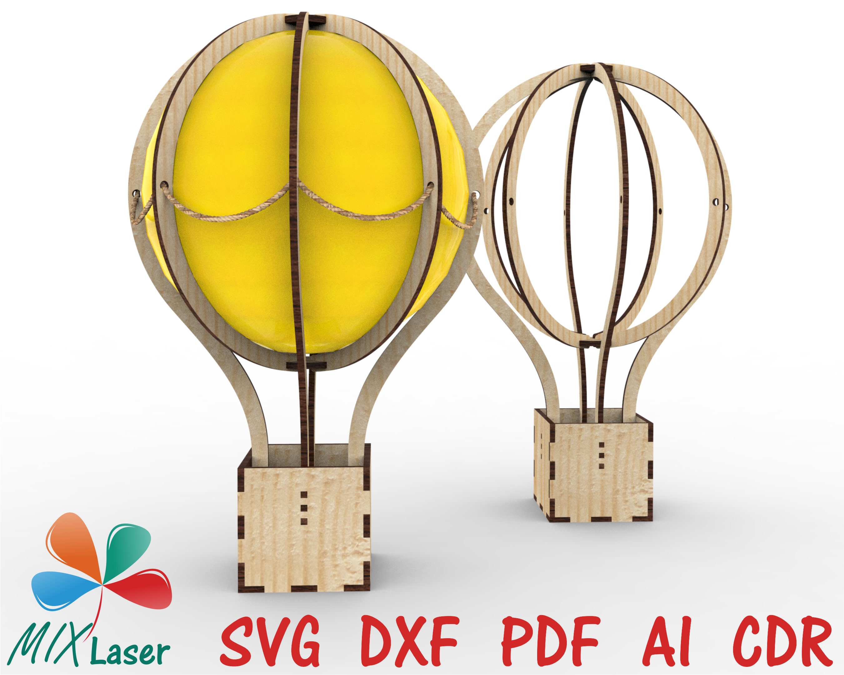 Hot Air Balloon Gift Box. SVG DXF Files for Laser Cutting. - Etsy