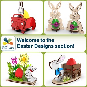 Glowforge SVG Cutting Project Easter Bunny Egg Stand Holder, Easter ...