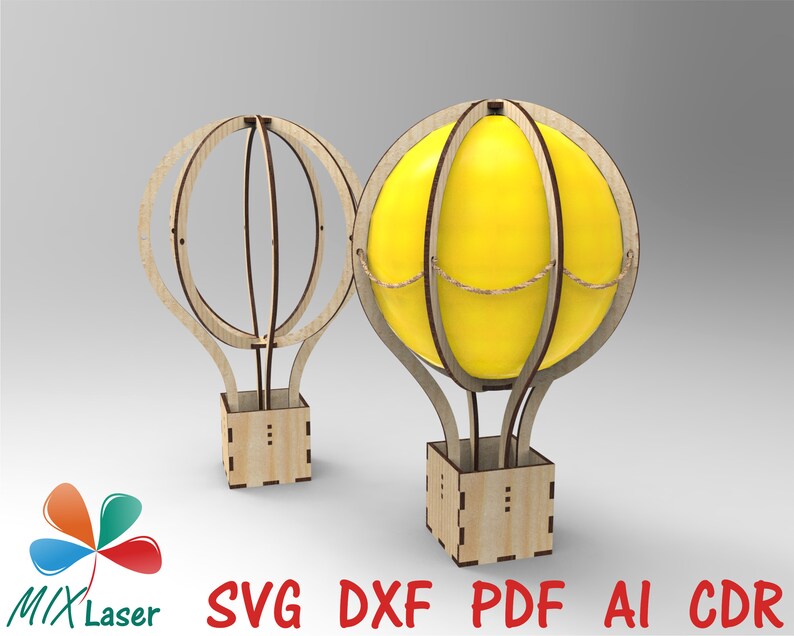 Hot Air Balloon Gift Box. SVG DXF Files for Laser Cutting. - Etsy