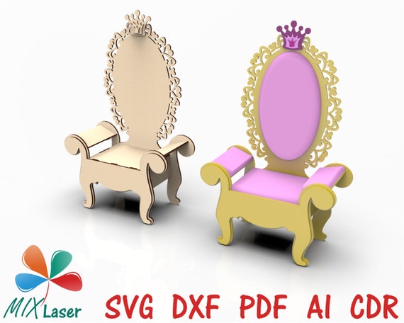 Wooden Princess Throne Chair Laser Cutting Design Party Throne CNC Furniture Plan Dxf Pdf Cdr Vector Digital Files for Laser Cut Wood Etsy UK