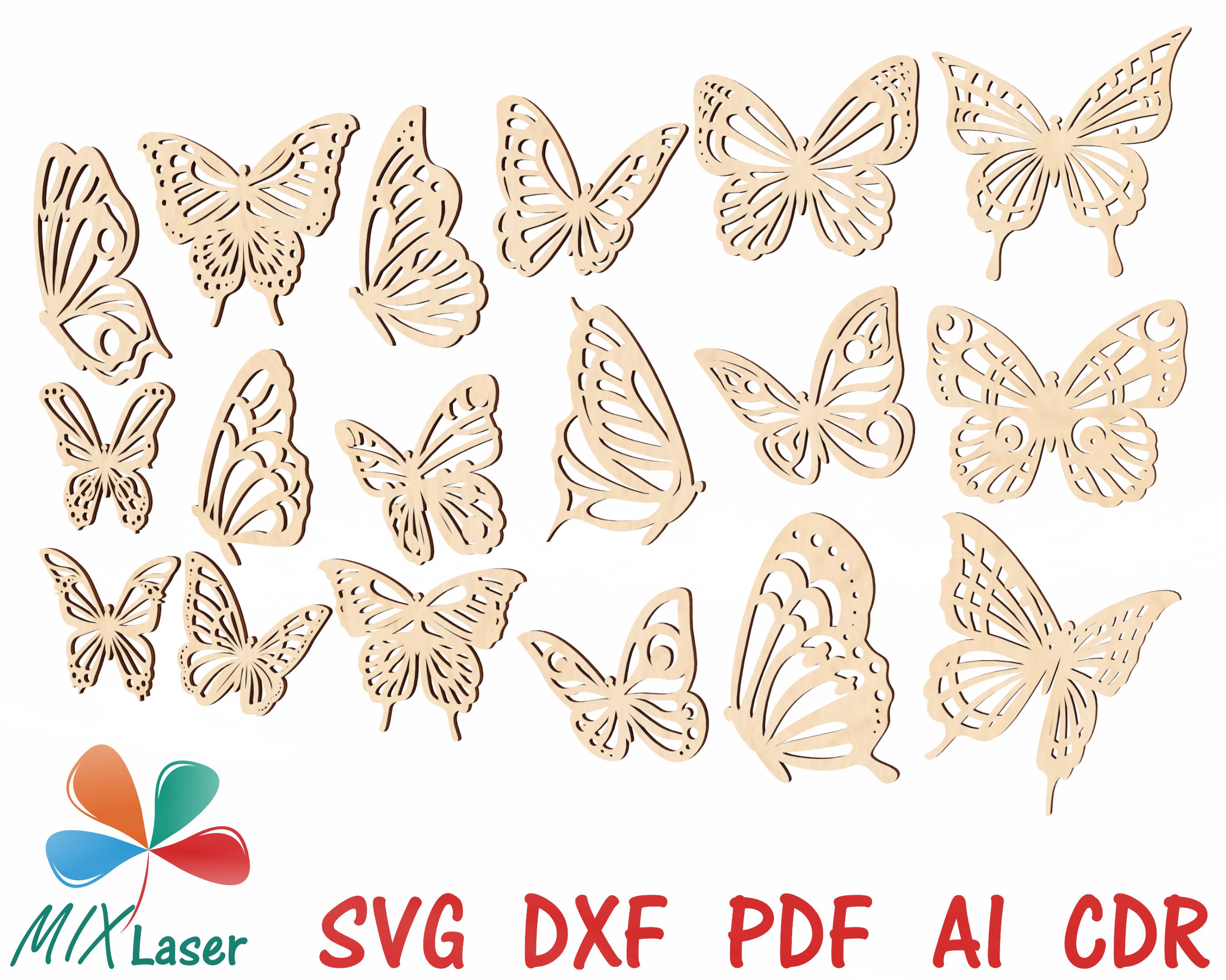 Butterfly Laser Cut SVG DXF Files Bundle - Glowforge SVG Laser Cut ...