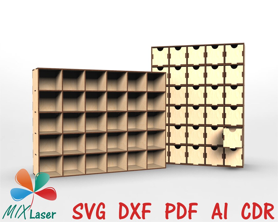 Laser Cut Organizer With Drawers Box - SVG Glowforge Pattern - Instant ...