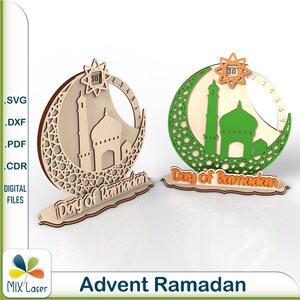 DXF Advent Countdown Ramadan Mubarak Calendar Digital Vector SVG Files ...