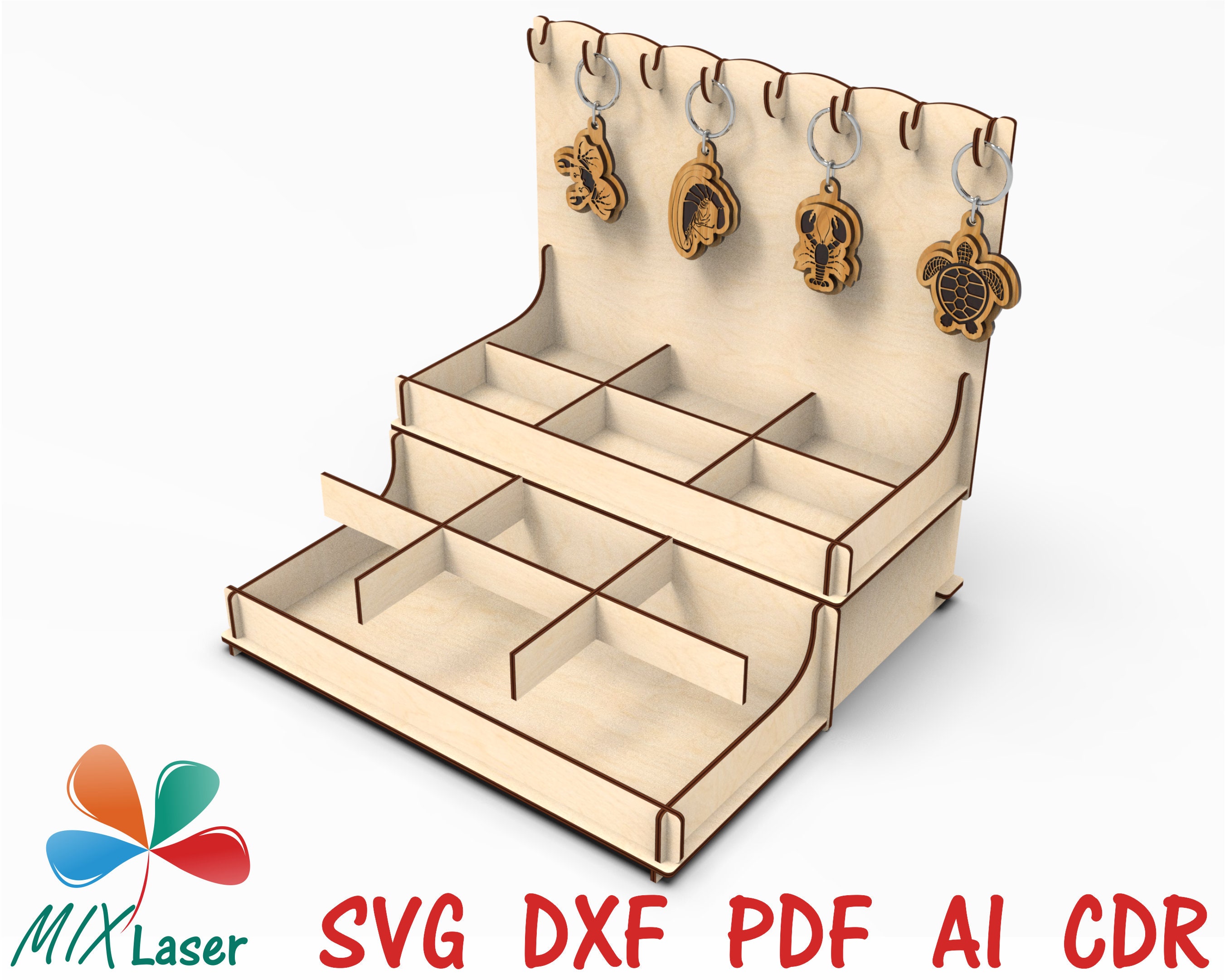 Keychains Display Stand SVG Glowforge Digital Laser Cutting Files for ...