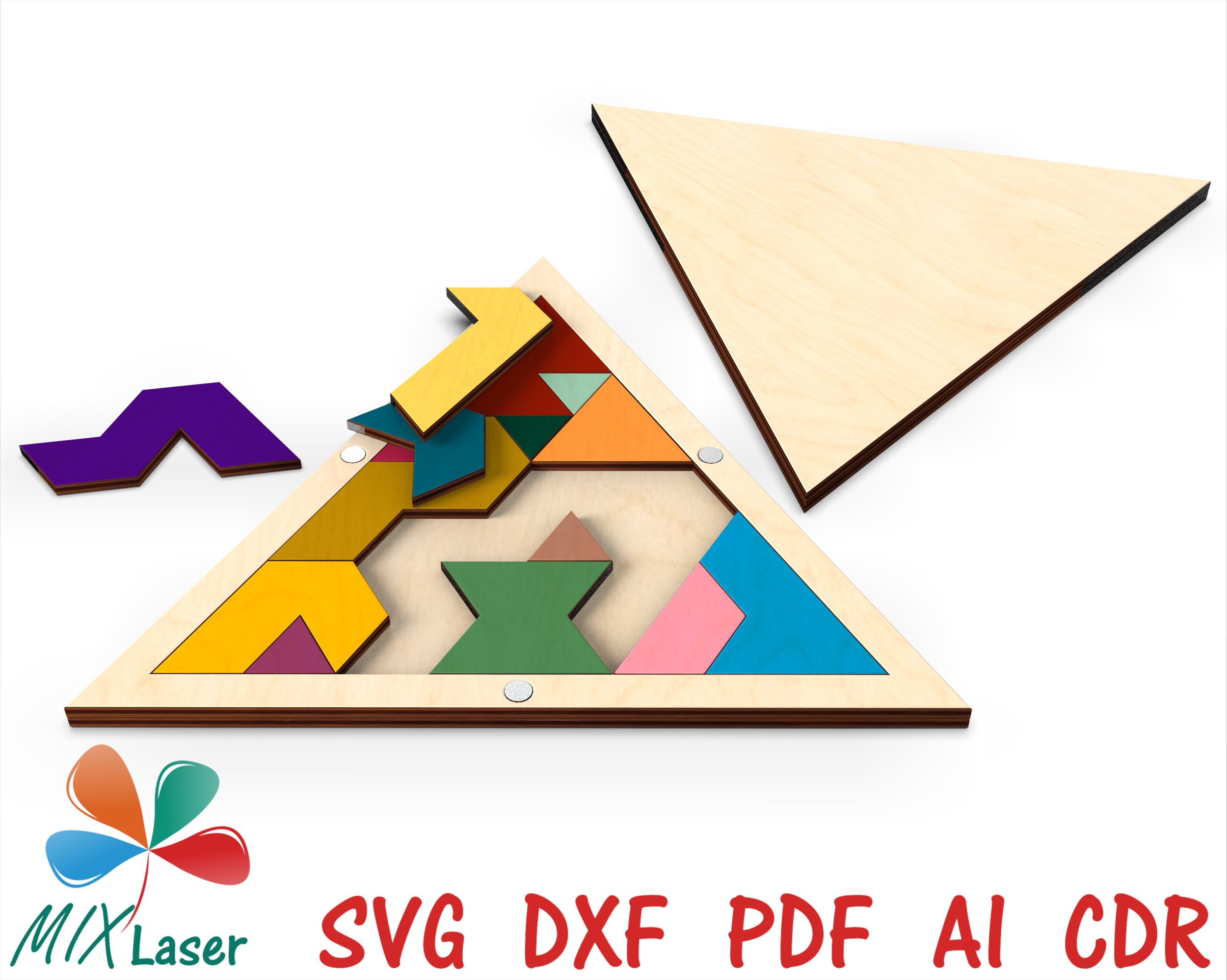 Triangle Puzzle SVG DXF Laser Cut Files. Puzzle Template for - Etsy ...