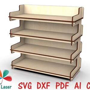 Two 4 Tier Collapsible Display Shelf Stands, SVG Laser Design for ...